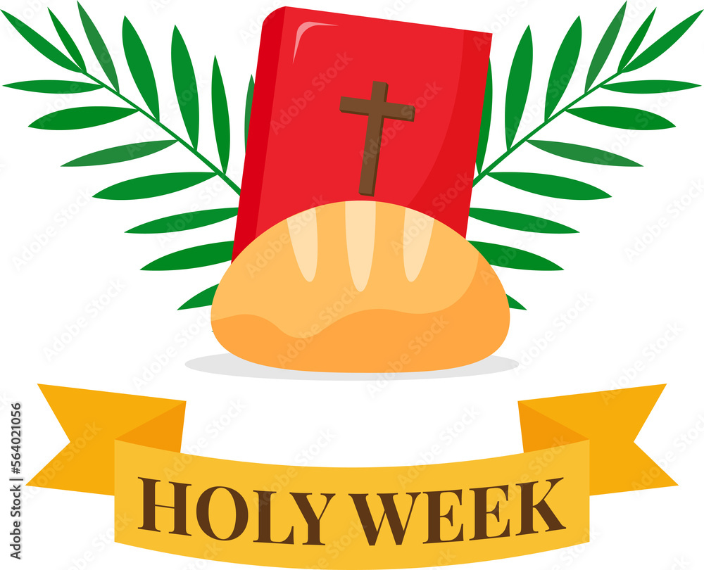 Christian greeting card or banner of the Holy Week before Easter. Bread ...