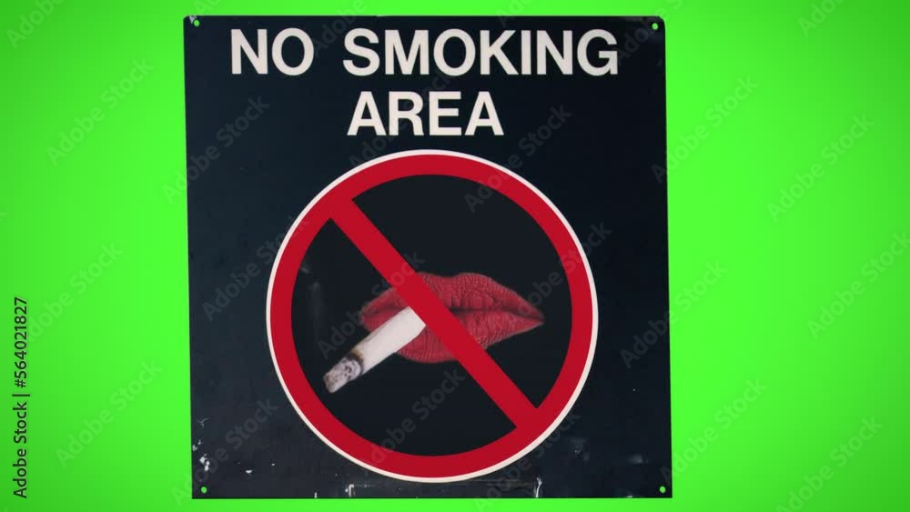 No Smoking Area Green Screen Sign Female Mouth Smoke Cigarette. Female ...