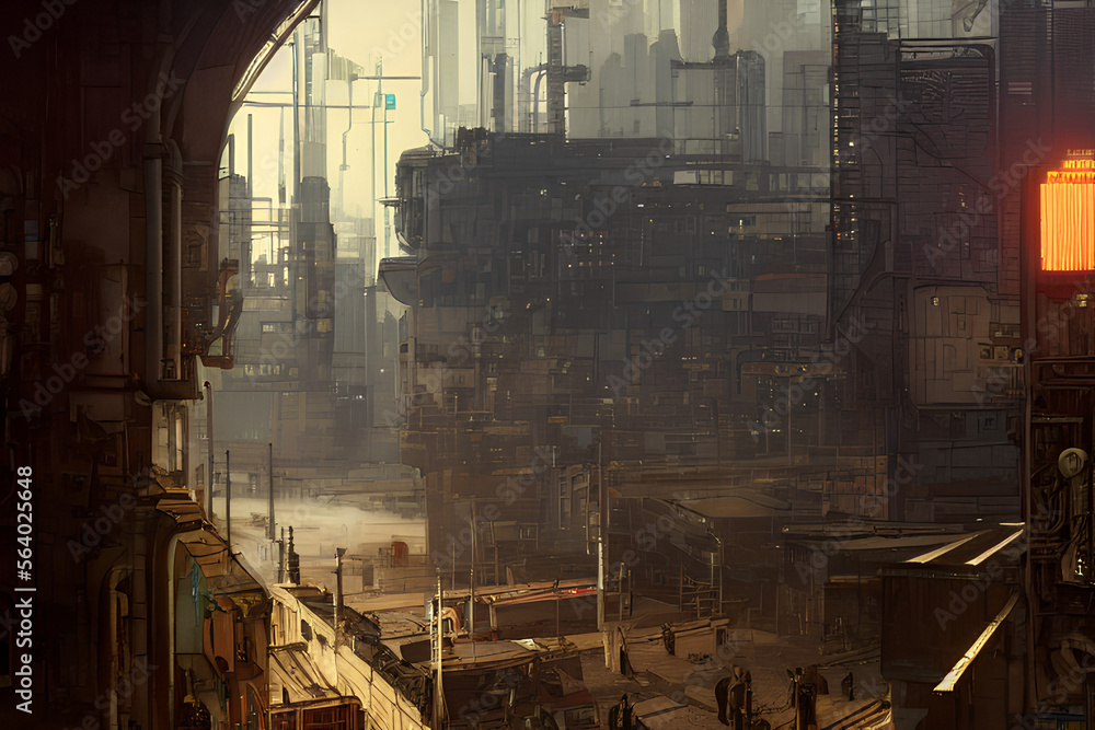 dystopian concept art of a futuristic city landscape in a cyberpunk ...