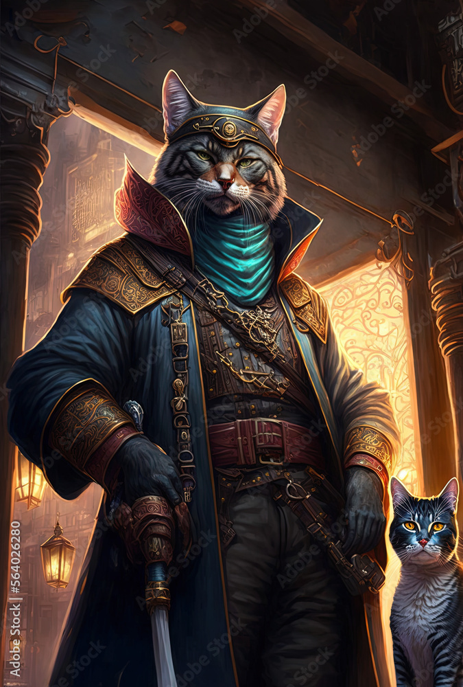 Cat as a samurai, warrior cat as japanese soldat, fantasy character ...