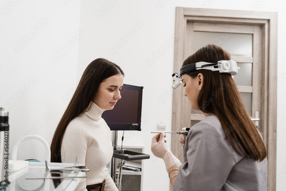 Rhinoscopy and endoscopy of nose and ears. Consultation with ENT ...