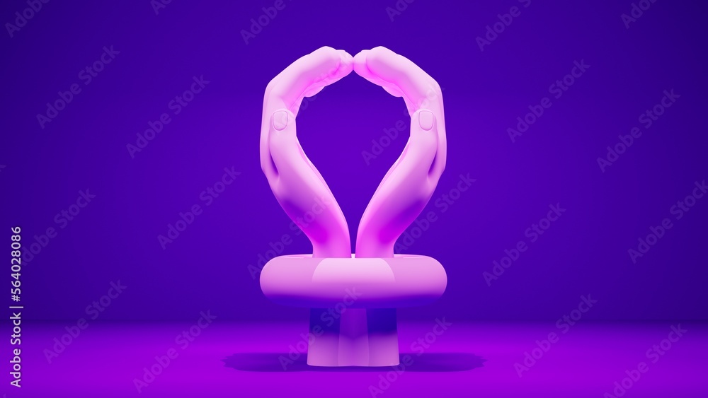 3d representation of two hands forming a circle and a ring joining them ...