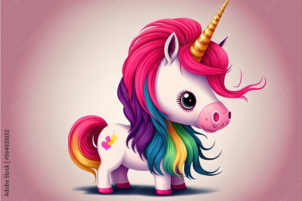 a pink and purple unicorn with a rainbow mane and a heart on its nose ...