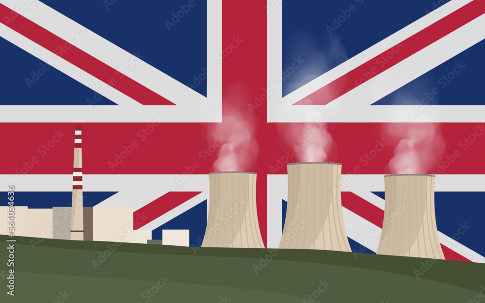 Vecteur Stock Nuclear power plant in United Kingdom. Electricity ...