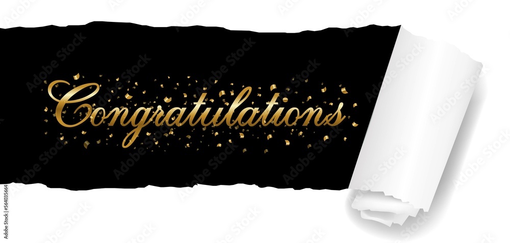 Congratulation Poster With Ripped paper Stock Illustration | Adobe Stock