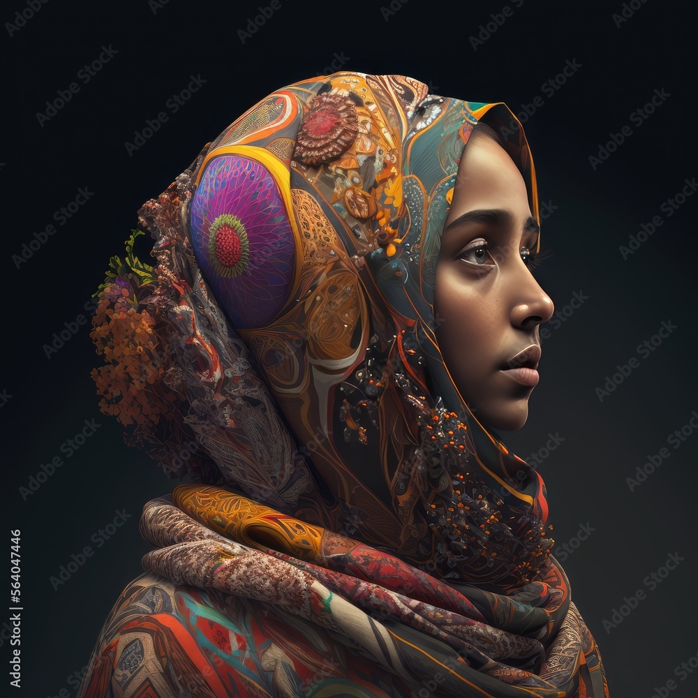 Side view profile Portrait of Young arabic woman looking away.portrait ...