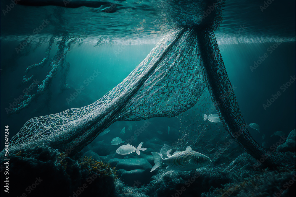 Awareness of the Impacts of Overfishing. Fish Caught In Nets Underwater ...