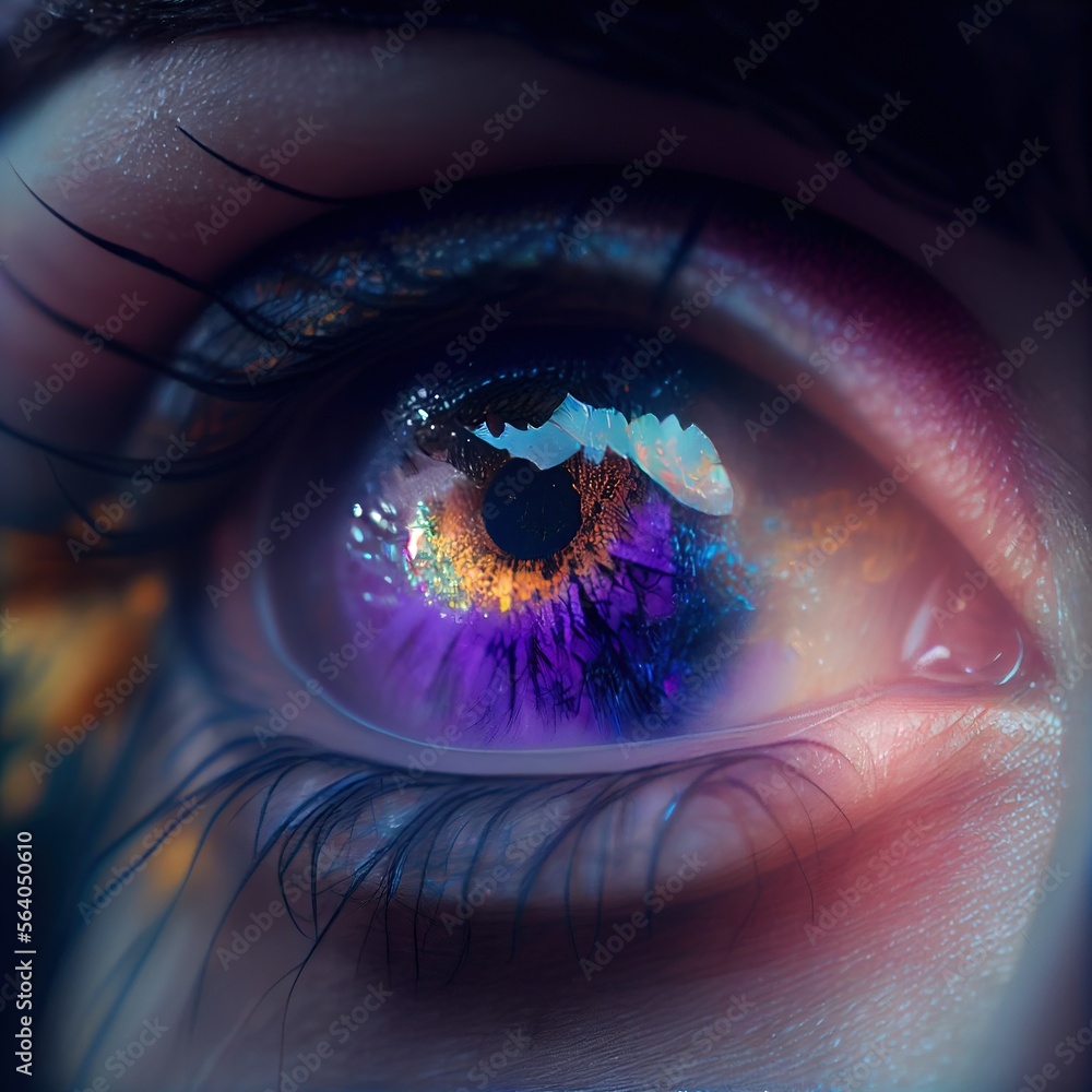 A close-up of the human eye. Close-up of the amazing pupil. Generative ...