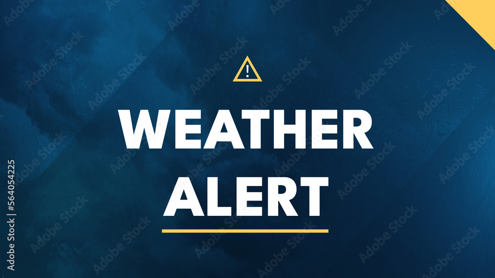 Weather Alert, Horizontal Background. White Text and Yellow Shapes on ...