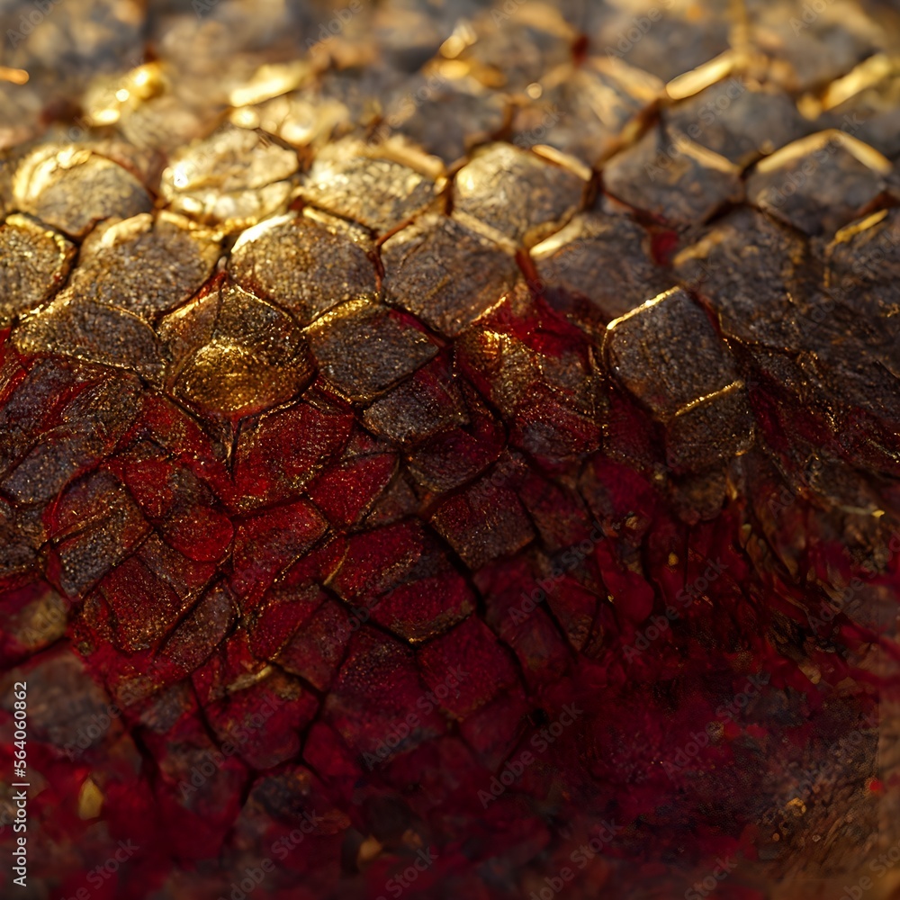 dragon skin pattern gold and red highly detailed high resolution 3D ...
