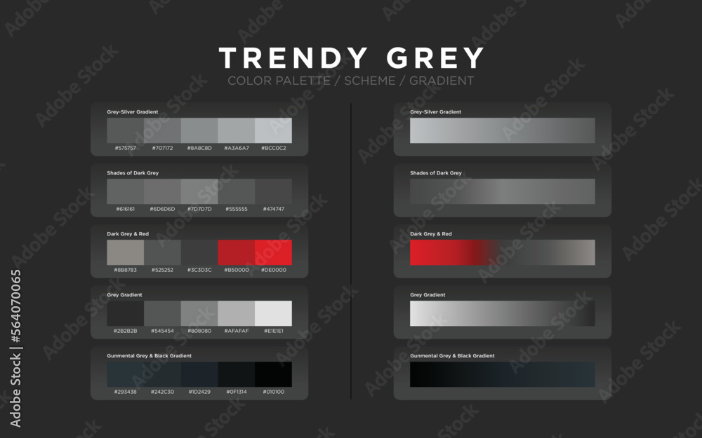 grey color palettes, color schemes, color gradients Stock Vector ...