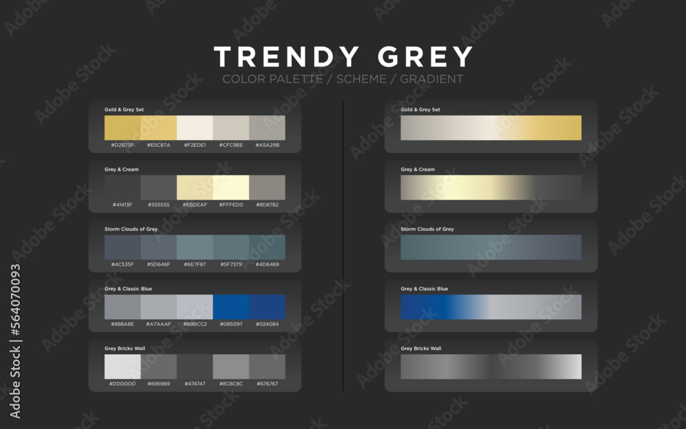 grey color palettes, color schemes, color gradients Stock Vector ...