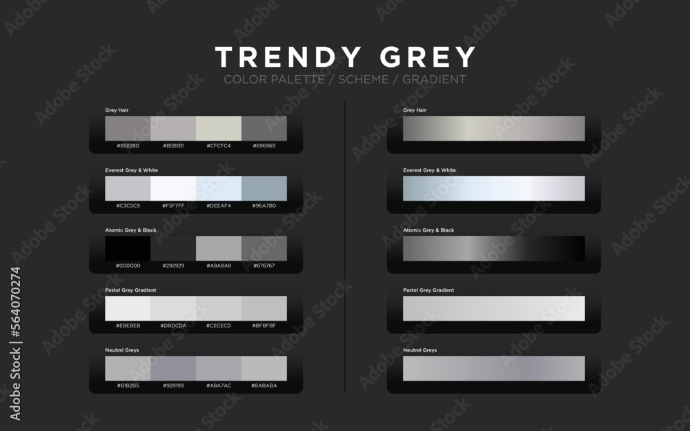 grey color palettes, color schemes, color gradients Stock Vector ...