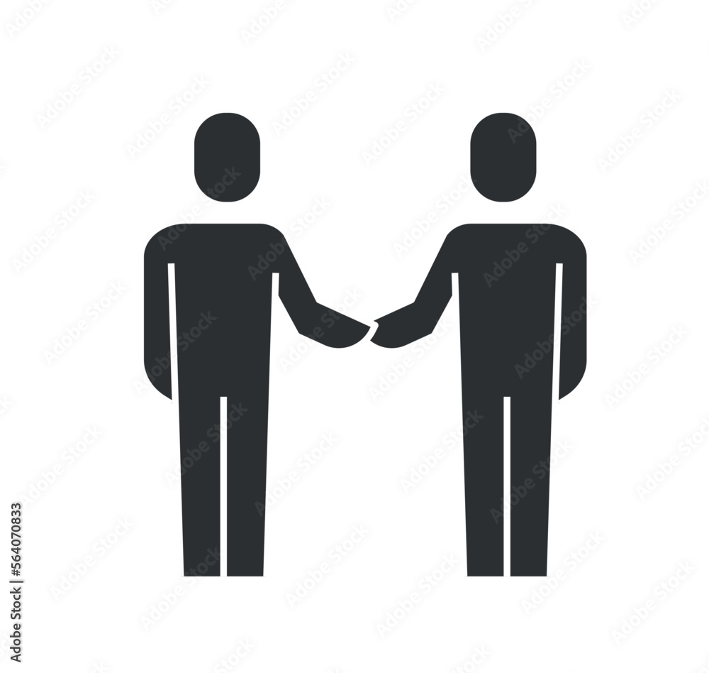 Care men icon black. Young guys shake hands, metaphor for successful ...