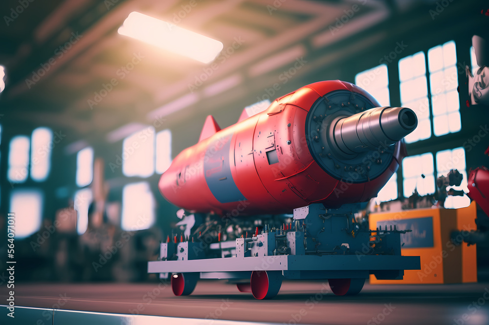 Nuclear warheads in hangar, ready to mission. Industry weapon army ...