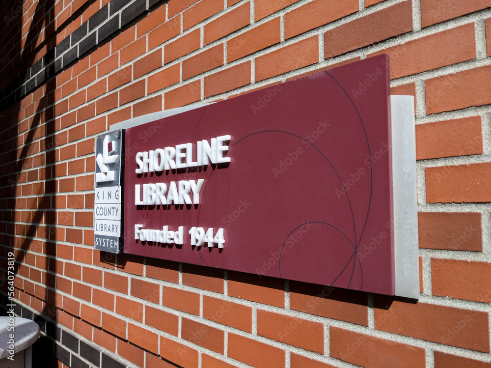 Shoreline, WA USA - circa April 2022: Angled view of the entrance to ...