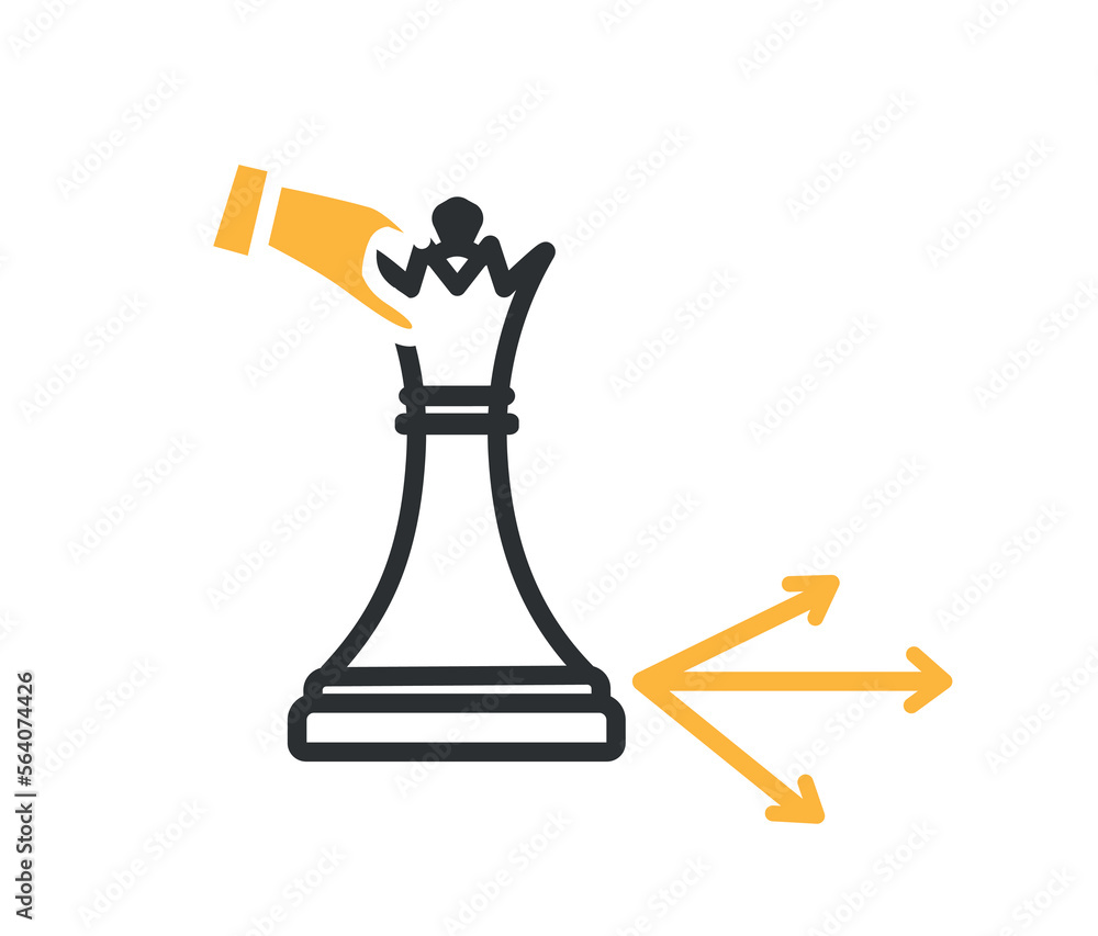 Bishop move color icon. Chess player with piece in his hand makes ...