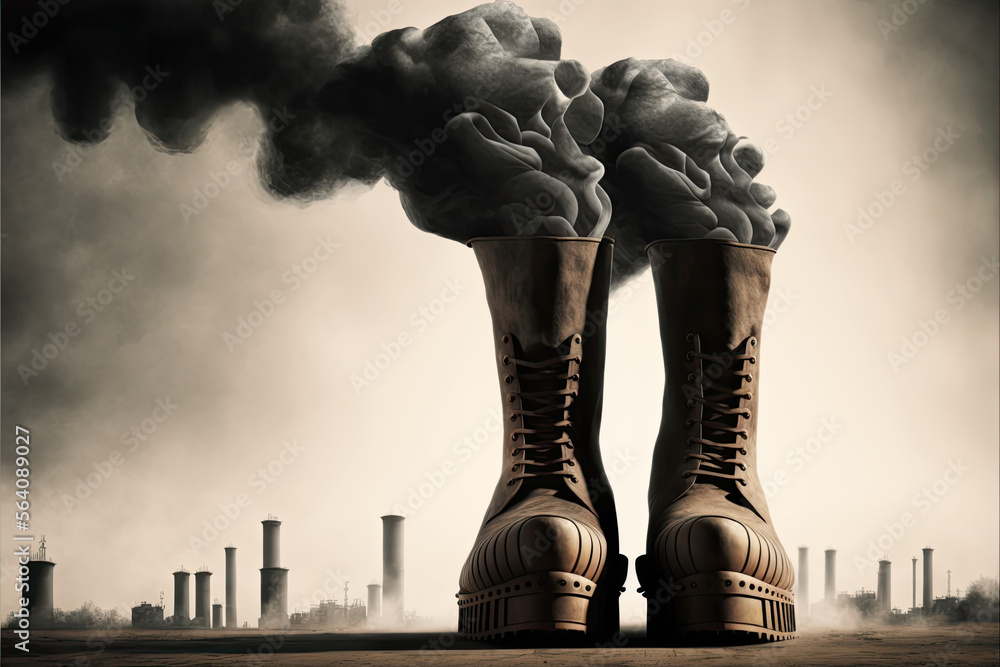 Black Smoke Pollution Billowing out of Industrial Smoke Stack Chimneys ...