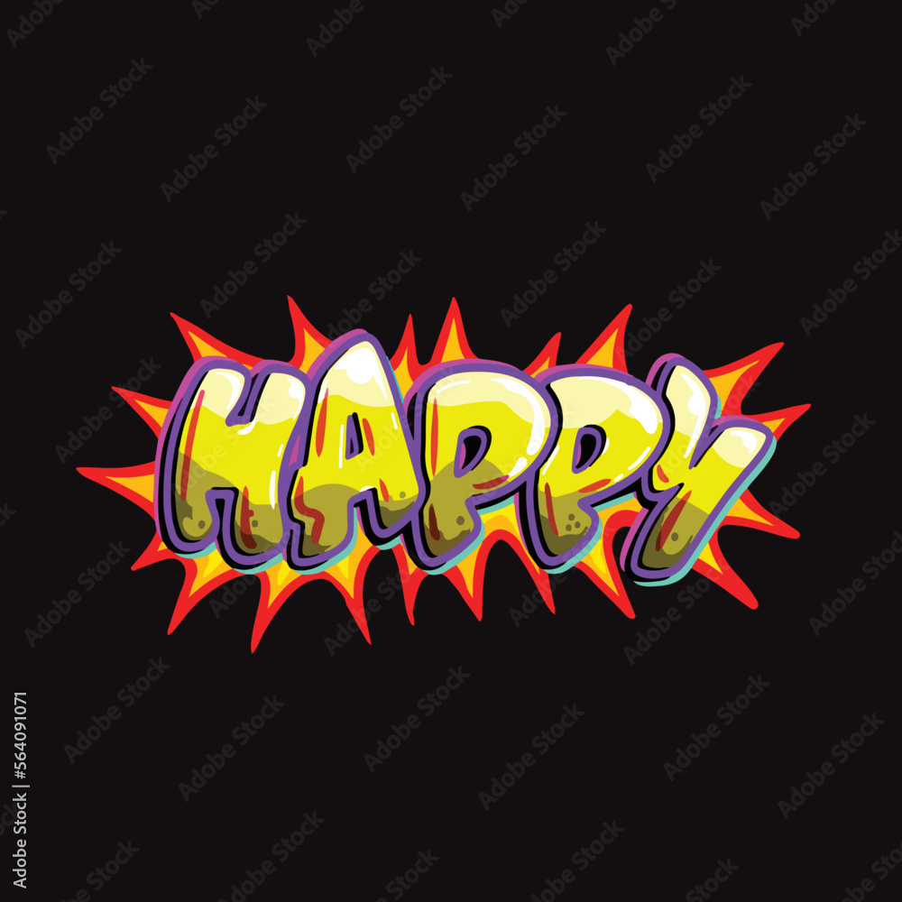 Vetor de happy graffiti vector font word street art weed vector tagging ...