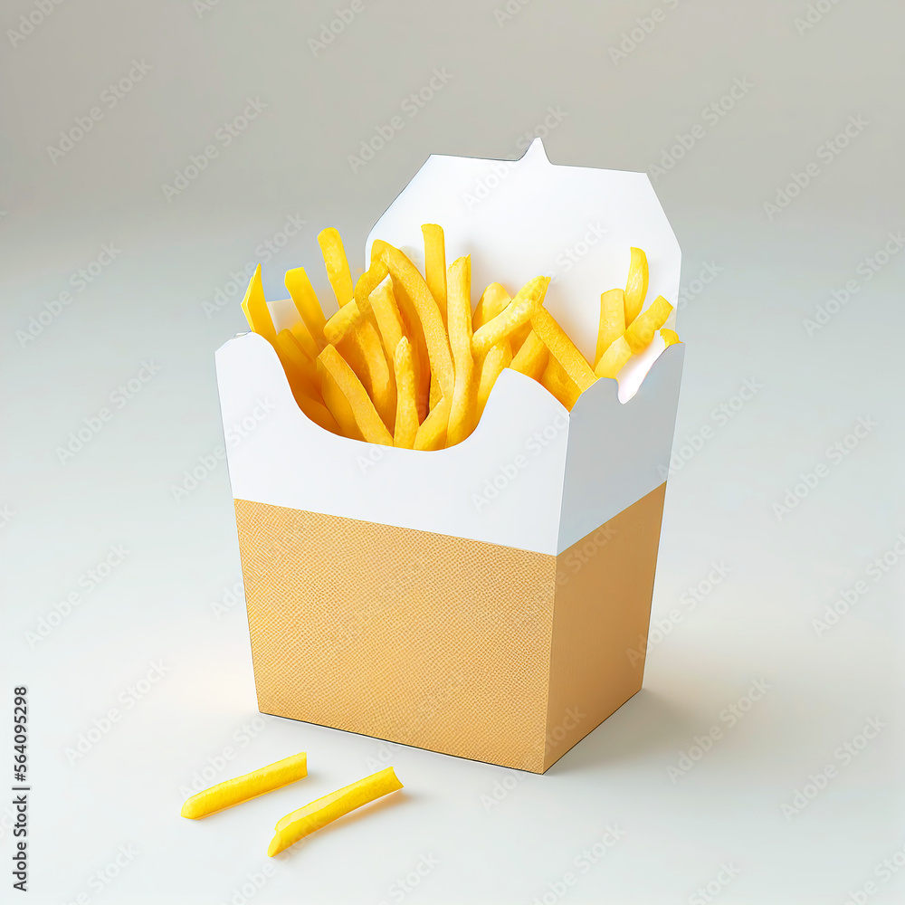 French Fries in the box or paper bag with tasty look generative ai ...