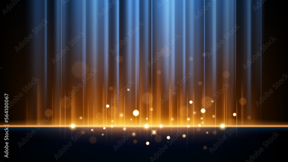 Abstract blue and orange light rays effect with sparks, Vector ...