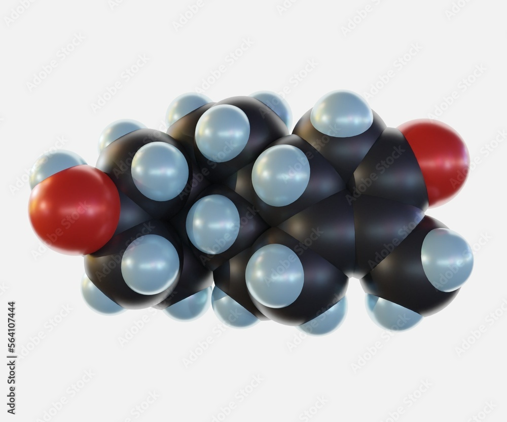 Isolated steroid U molecule in the white background. Carbon atoms in ...