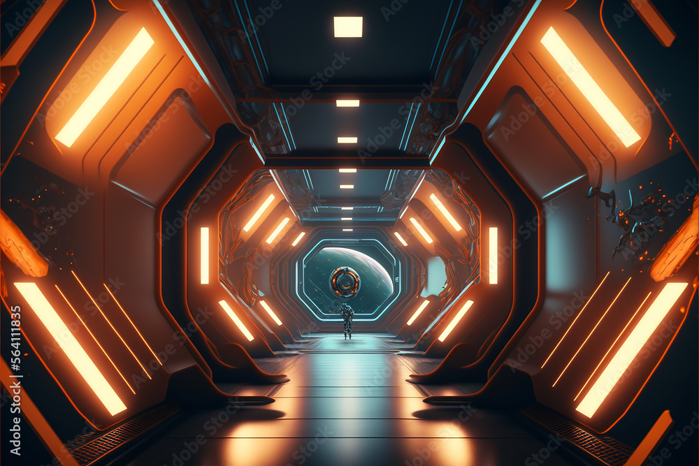 Futuristic sci-fi hyperspace background. Generative AI Stock ...