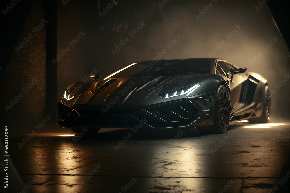 The Black Beast: A Supercar Illustration of raw power and beauty Stock ...