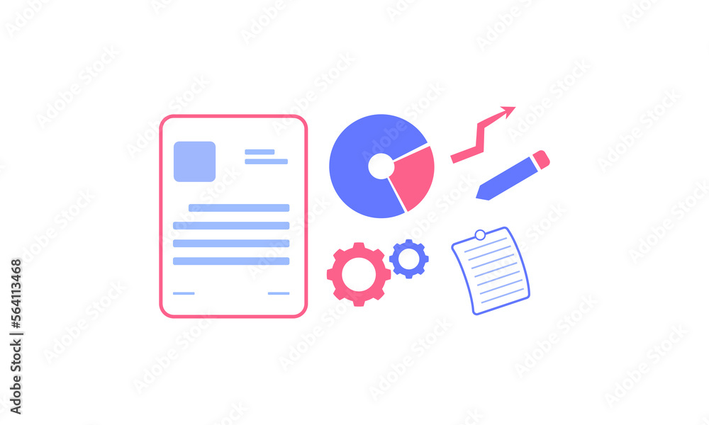 Business management illustration set. planning work tasks, managing ...