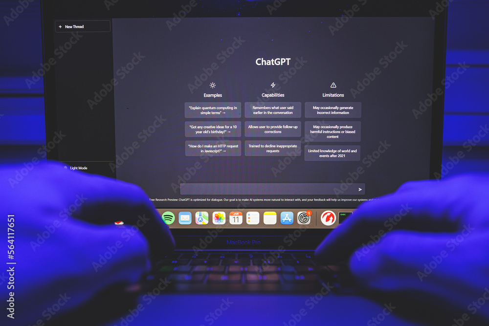ChatGPT on computer. Chat GPT is artificial intelligence AI chatbot ...