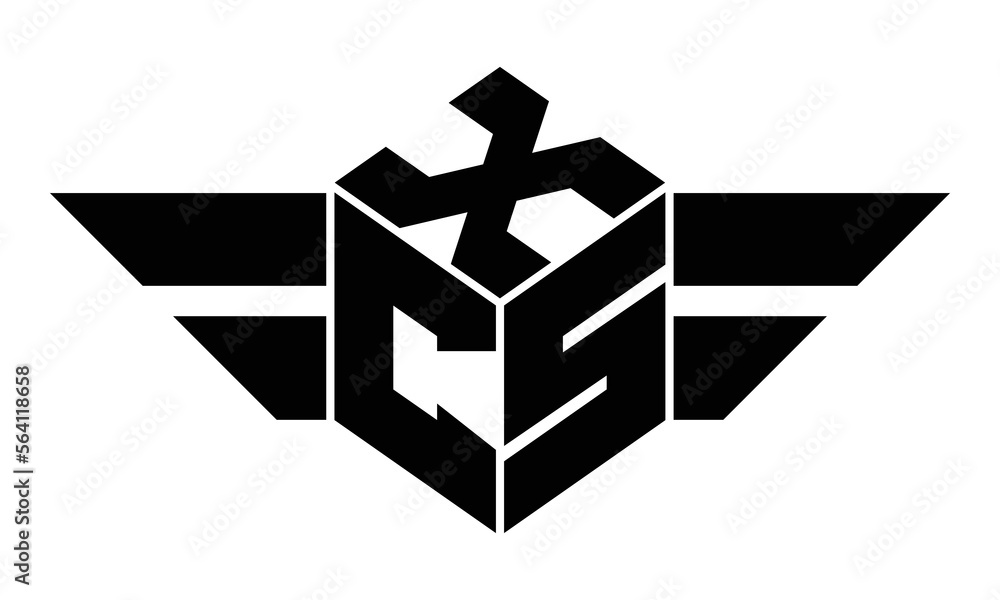 XCS three letter gaming logo in polygon cube shape logo design vector ...