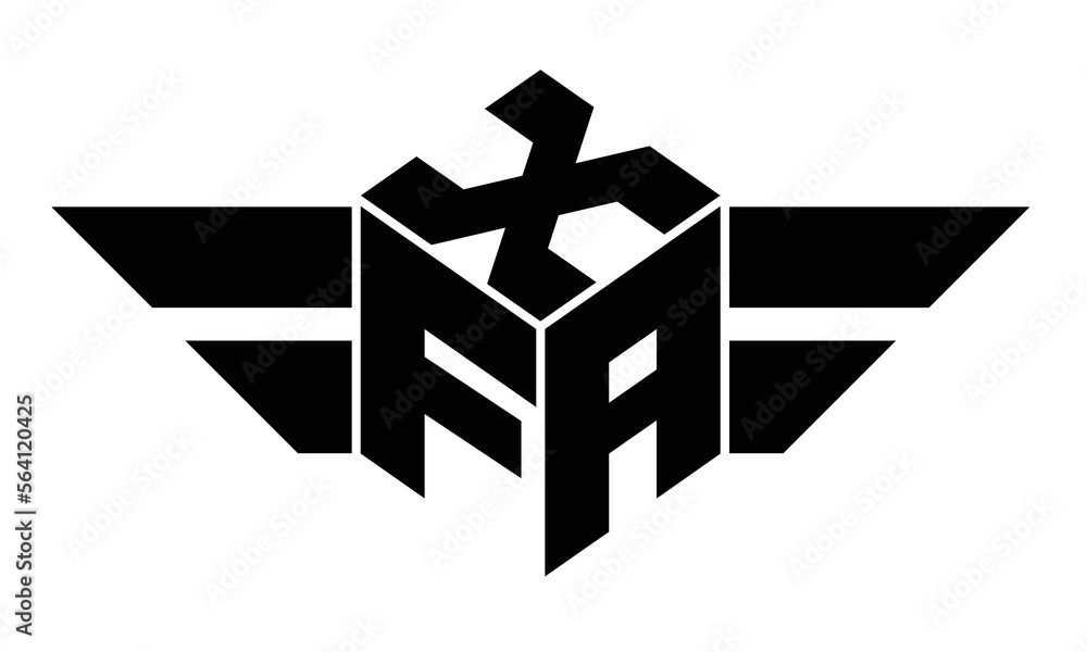 XFA three letter gaming logo in polygon cube shape logo design vector ...