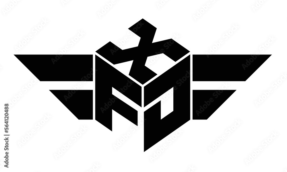 XFD three letter gaming logo in polygon cube shape logo design vector ...