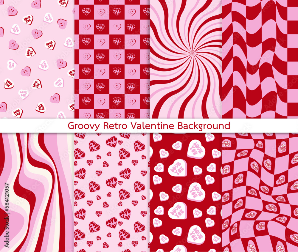 Groovy Retro Background. Groovy Valentine Backgorund. Groovy flower ...