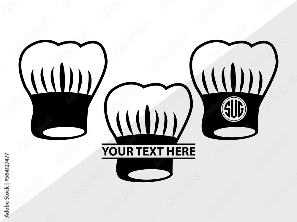 Chef Hat Monogram, Chef Hat Silhouette, Chef Hat SVG, Cook Hat Svg ...