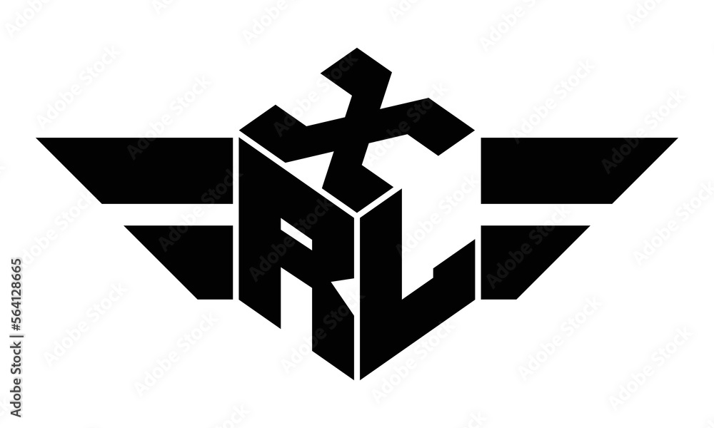 XRL three letter gaming logo in polygon cube shape logo design vector ...