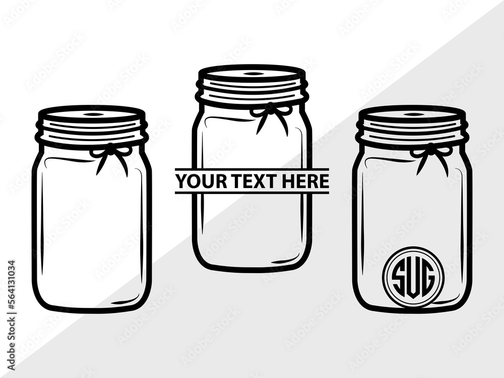 Mason Jars Monogram, Mason Jars Silhouette, Mason Jars SVG, Bottle Svg ...
