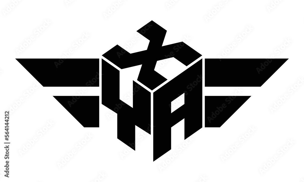 XYA three letter gaming logo in polygon cube shape logo design vector ...