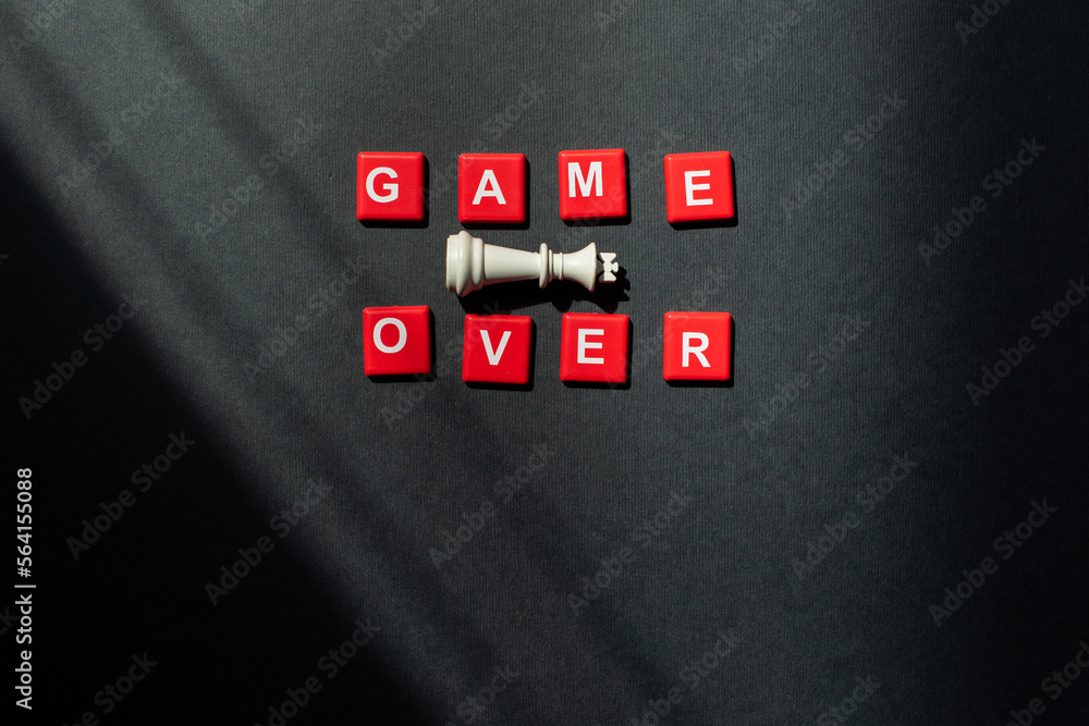 Game Over, white and red plastic letters formed and placed on a nice ...