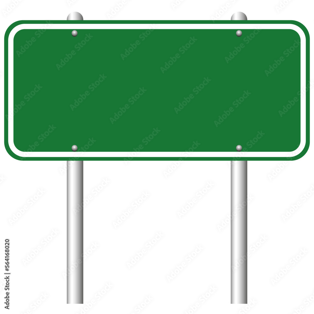 Blank rectangle shaped green road sign on white background Stock Vector ...