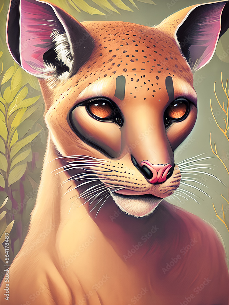 An abstract representation of a Fossa, a large predator animal native ...