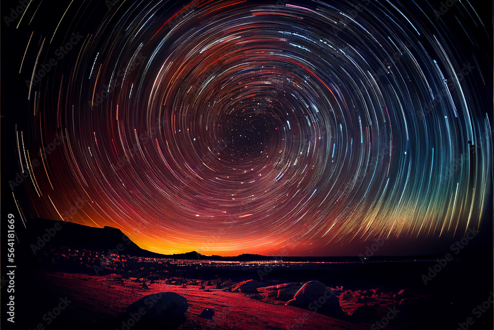 Astrophotography, Long exposure, sky, stars Stock Illustration | Adobe ...