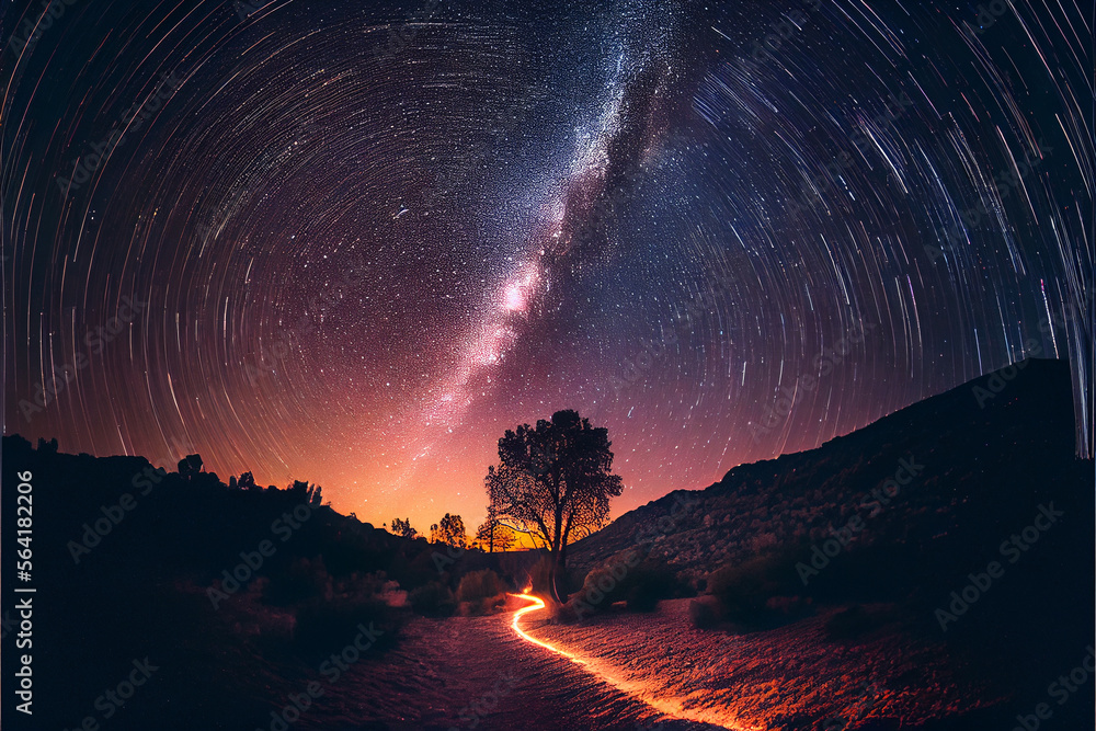 Astrophotography, Long exposure, sky, stars Stock Illustration | Adobe ...
