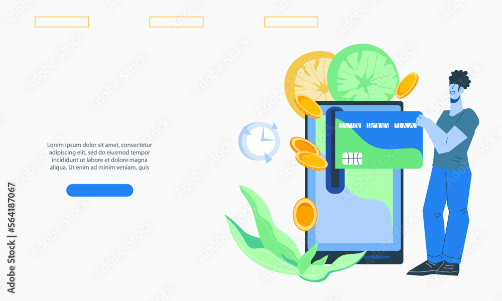 Website banner template for online banking and NFC wireless payment concept. Online mobile ...