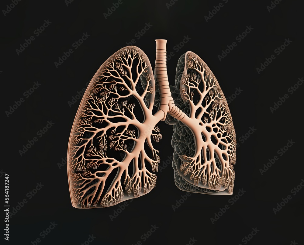 Anatomische Medizinische 3D Lunge im Querschnitt, Lunge von innen ...
