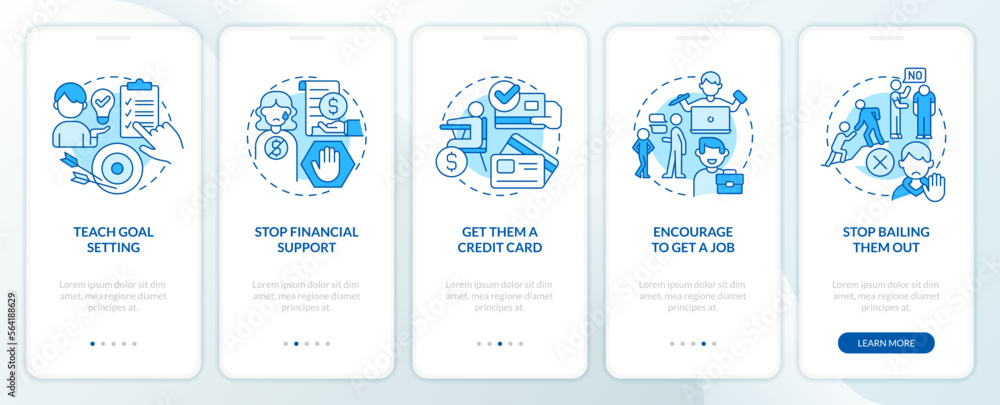 Teaching Teenager Responsibility Blue Onboarding Mobile App Screen