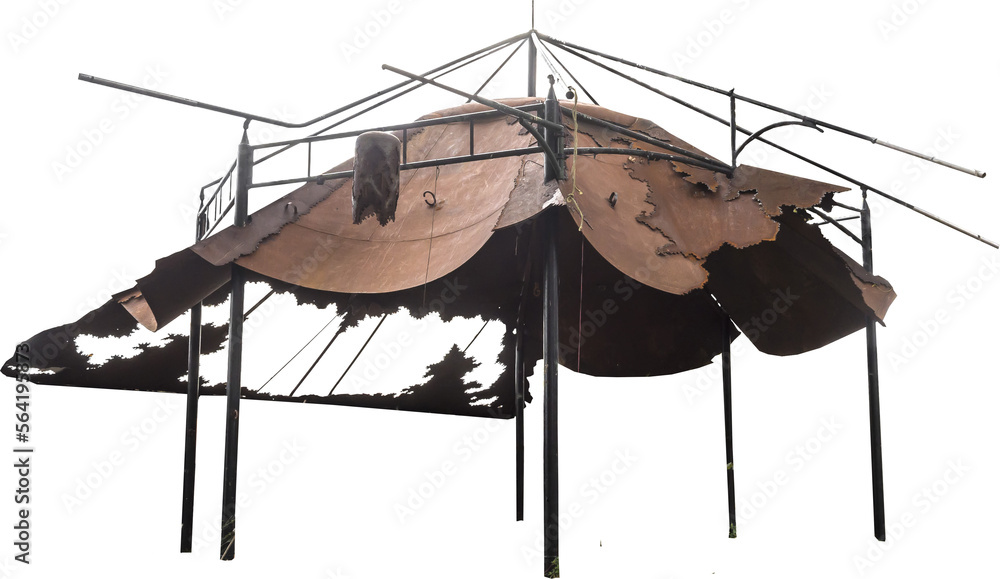 Isolated PNG cutout of a rusty metallic tent on a transparent ...
