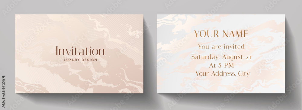 Invitation card with luxury rose pink marble texture in white color ...