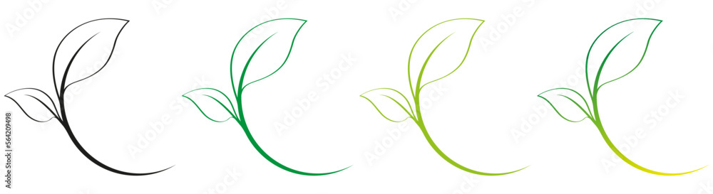 FEUILLES AVEC TIGE RONDE Stock Vector | Adobe Stock