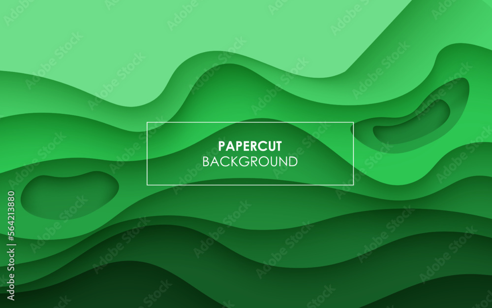Multi layers green color texture 3D papercut layers in gradient vector ...